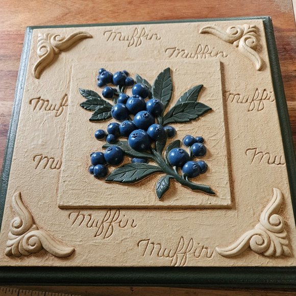 Wall Decor | Vintage Wall Plaque With Blueberry And Muffin Design Made ...